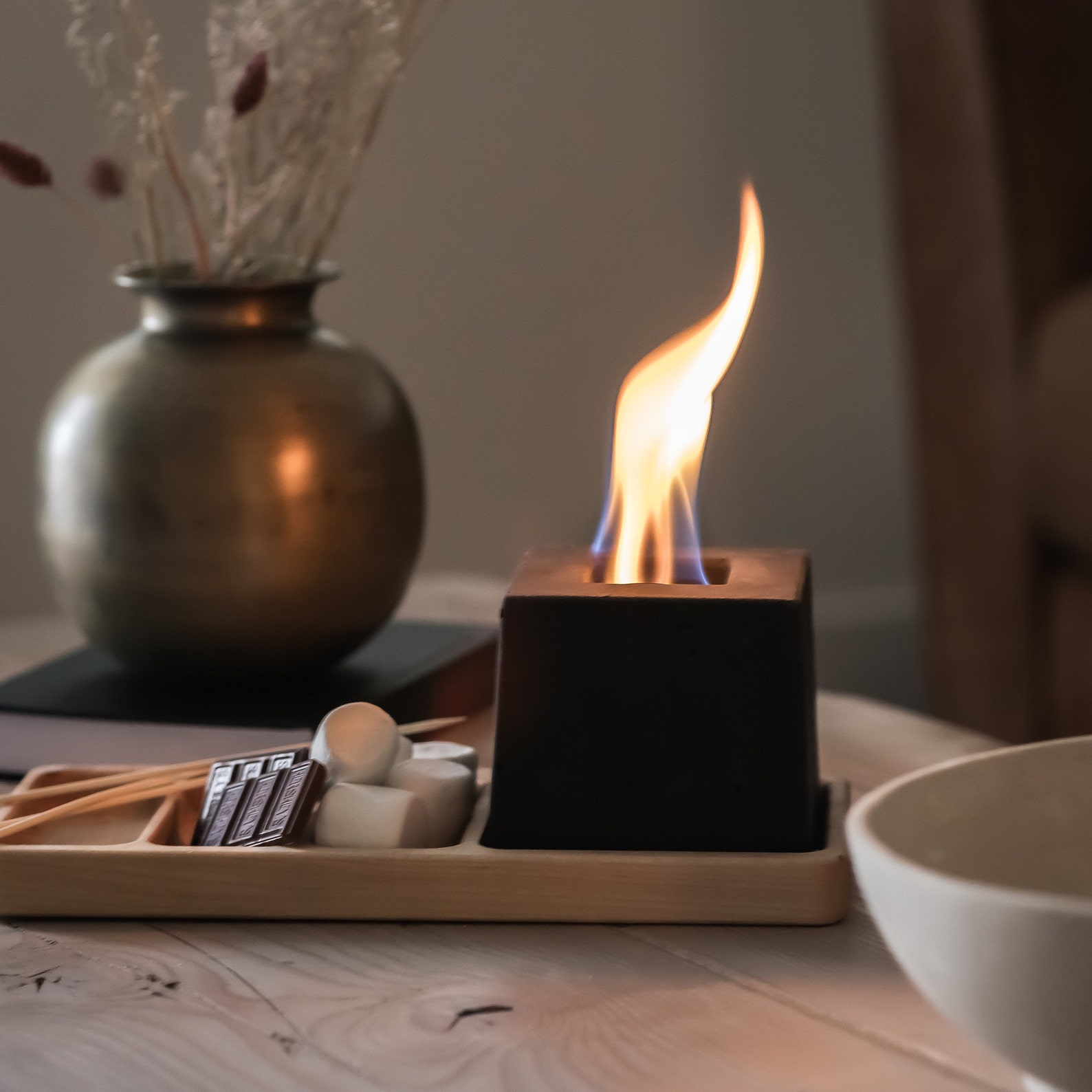 Black Tabletop Indoor Fireplace Portable Outdoor Decoration Modern ...