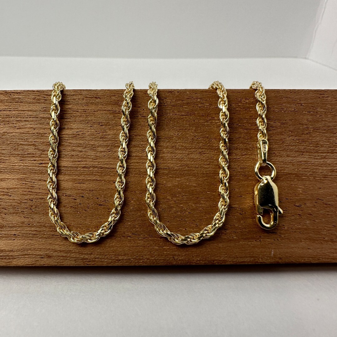 Gold Chain 14k Gold Vermeil Rope Chain or Bracelet 2mm in Various Sizes ...