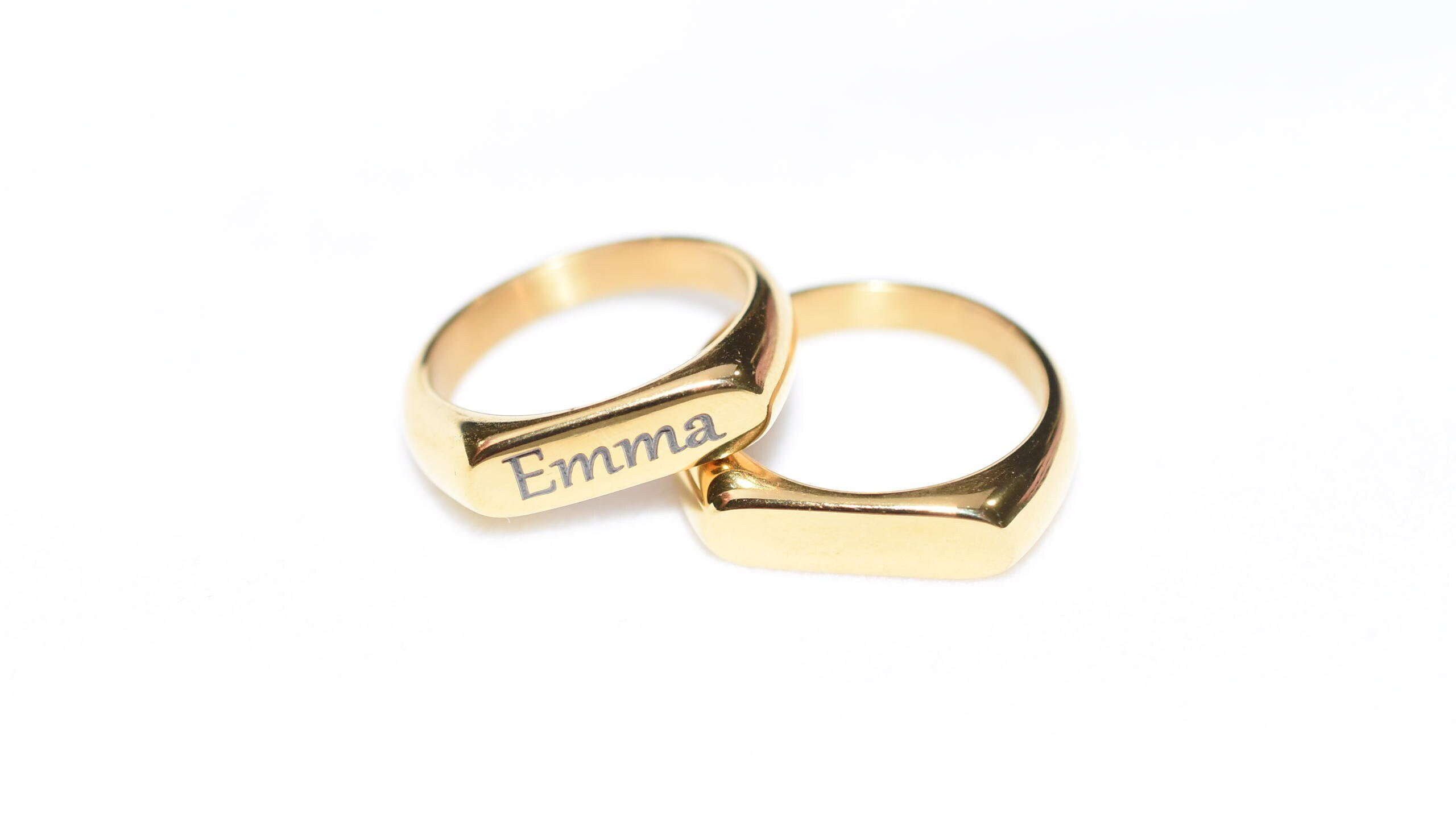 18k Gold Name Ring Gold Signet Ring Custom Name Ring - Etsy