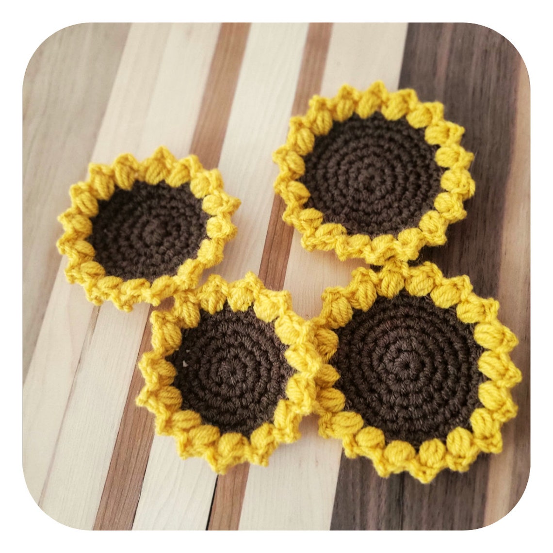 Sunflower Coaster Crochet Pattern - Etsy