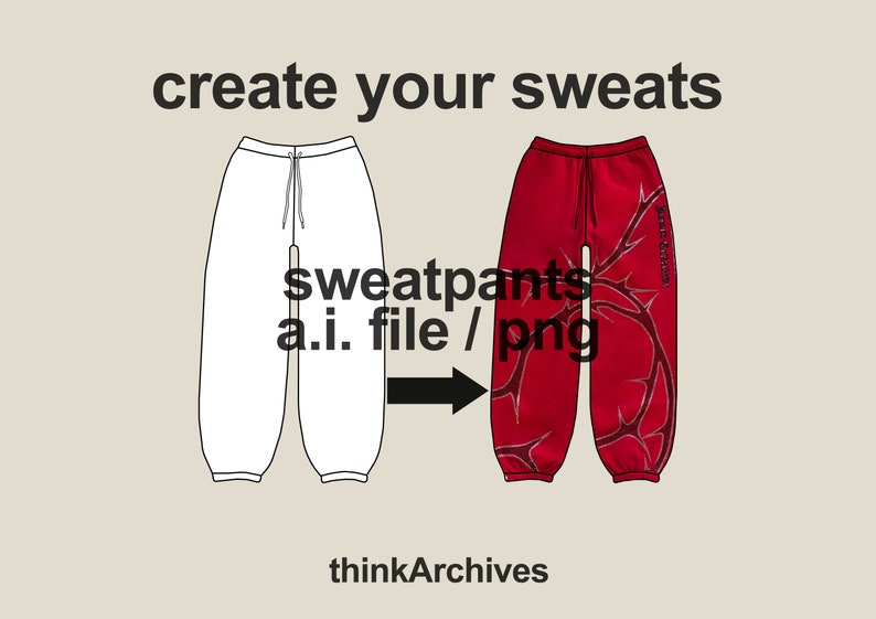 Streetwear Sweatpants Template Vector Mock Up, Tech Pack, Y2K, Adobe ...