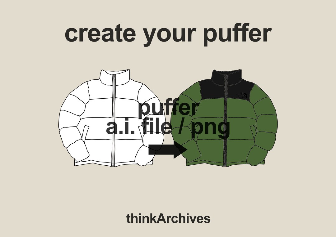 Streetwear Puffer Template Vector Mock Up, Tech Pack, Y2K, Adobe ...