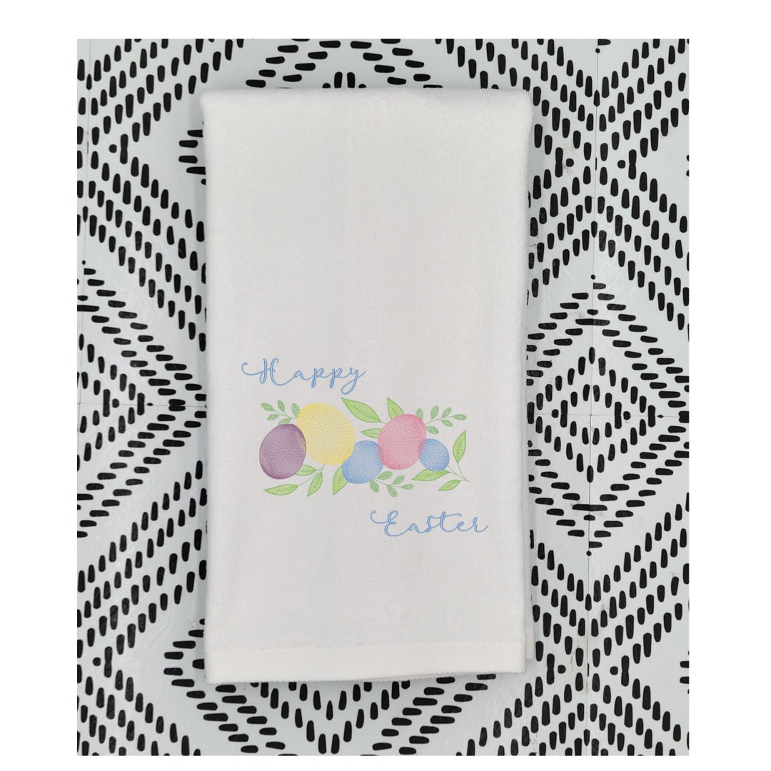 Easter Towel Velour, Easter Eggs, White Towel, Embroidered Kitchen ...