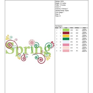 SPRING Machine Embroidery Design Pattern 5x7 Hoop Digital Download - Etsy