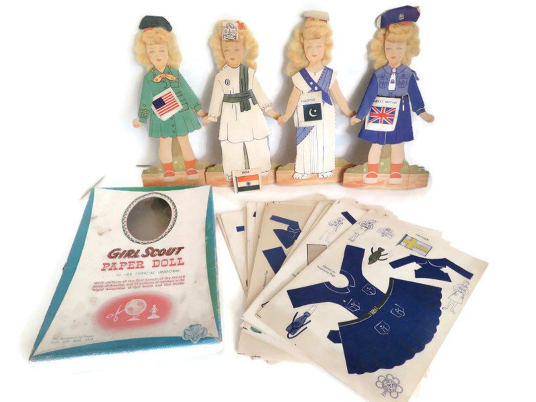 Vintage Girl Scout Paper Dolls W/real Hair 30+ Official Uniforms ...