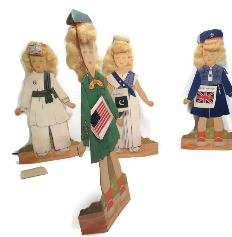 Vintage Girl Scout Paper Dolls W/real Hair 30+ Official Uniforms ...