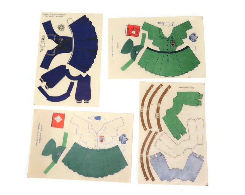 Vintage Girl Scout Paper Dolls With Real Hair, 30+ Uniforms, Original ...