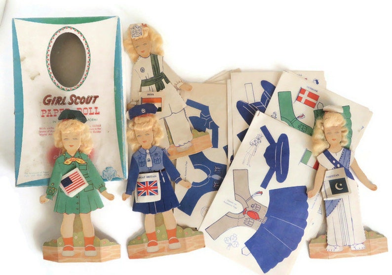 Vintage Girl Scout Paper Dolls With Real Hair, 30+ Uniforms, Original ...