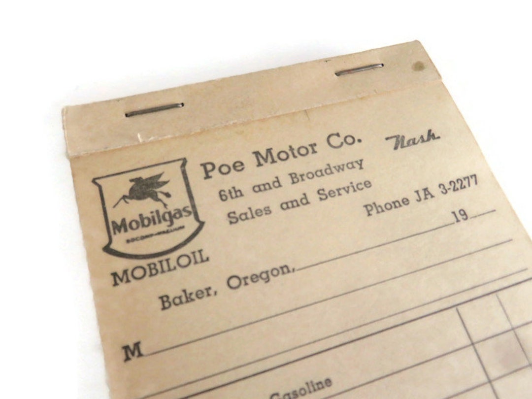Vintage Mobilgas Sales Receipt Book | 1940's-50's Mobil Oil Receipt Pad ...