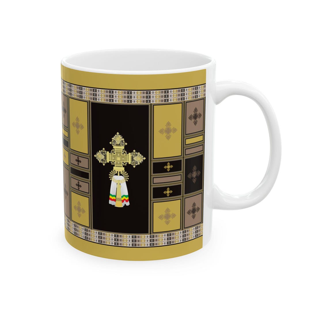 Ethiopian Coffee Ceramic Mug, Ethiopian Cross Ceramic Mug, 11oz, 15oz ...
