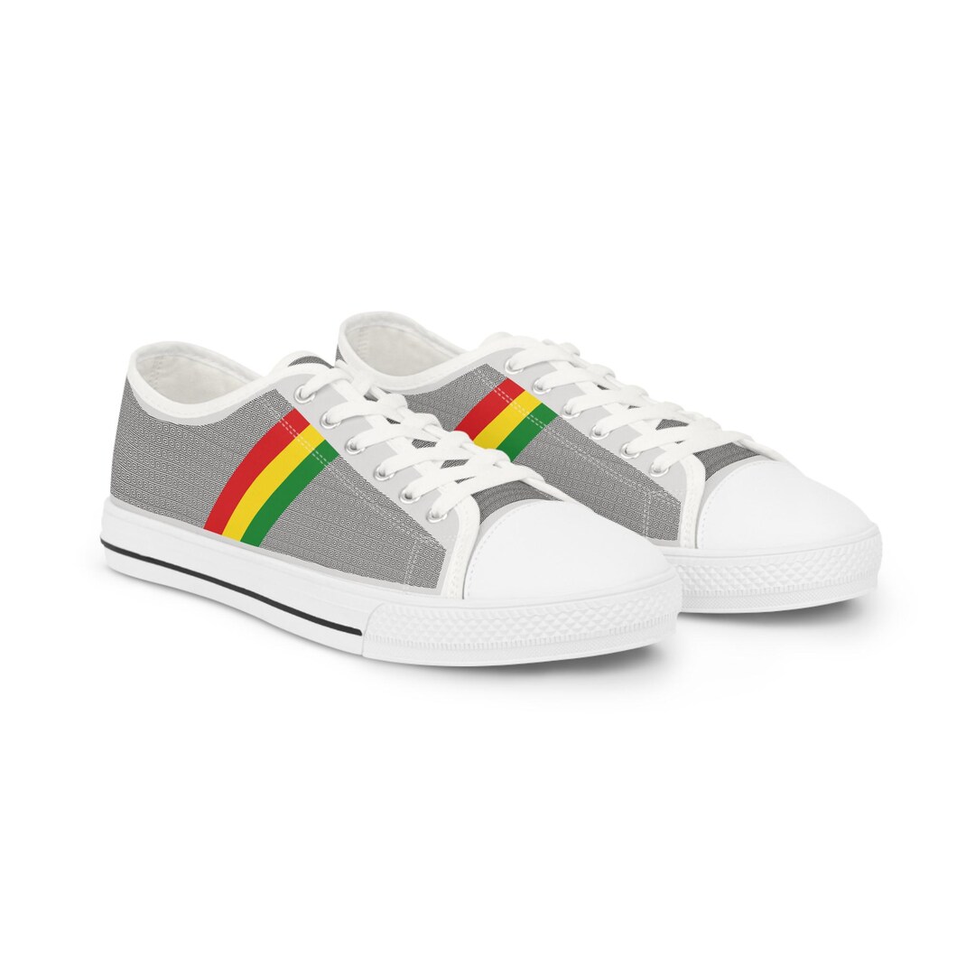 Rasta Men's Low Top Sneakers With Pattern, Vibrant Reggae-inspired ...