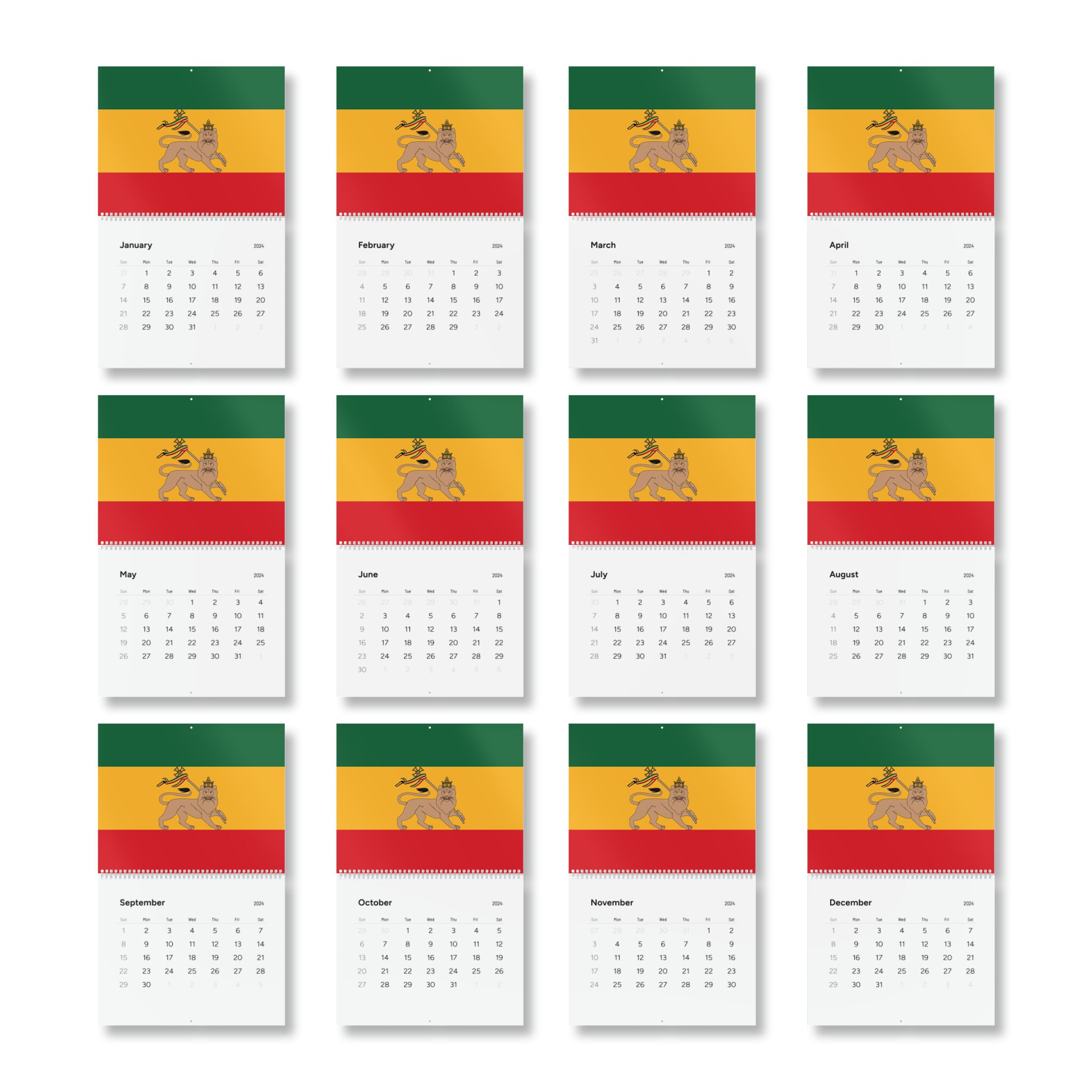 Rasta Standard Wall Calendar 2024, Rastafari Calendar, Reggae Calendar ...