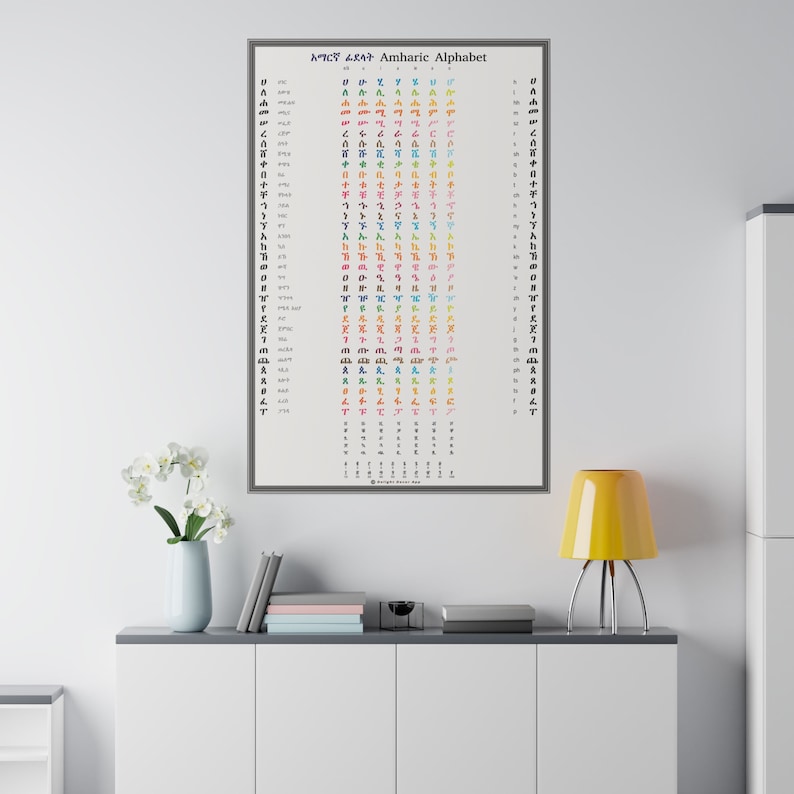 Amharic Alphabet Chart Ethiopian Alphabet Poster Amharic Script Amharic ...
