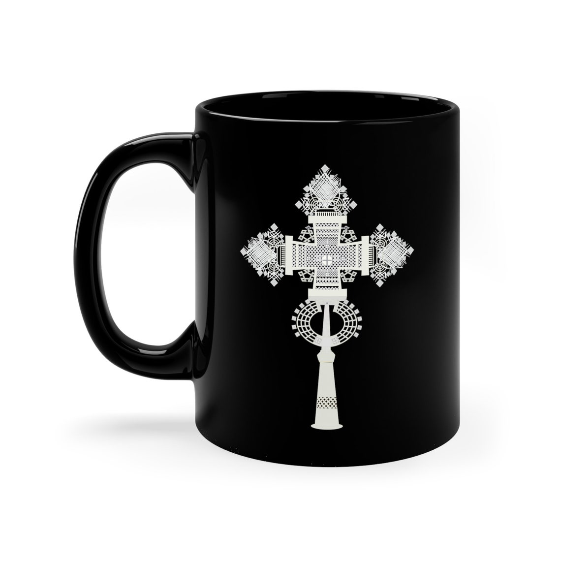 Ethiopian Cross Coffee Mug - Black Ceramic Mug - Etsy