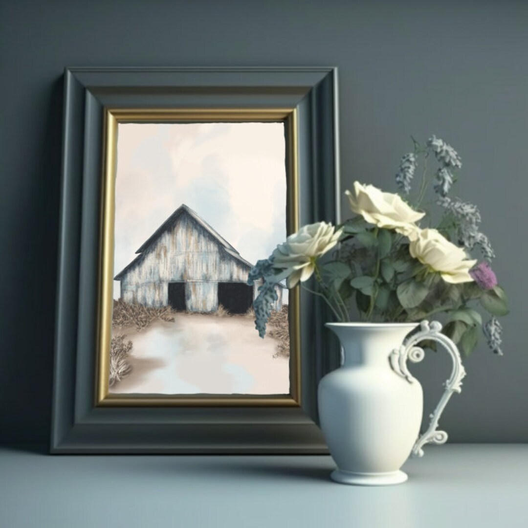 Rustic White Barn Print - Etsy