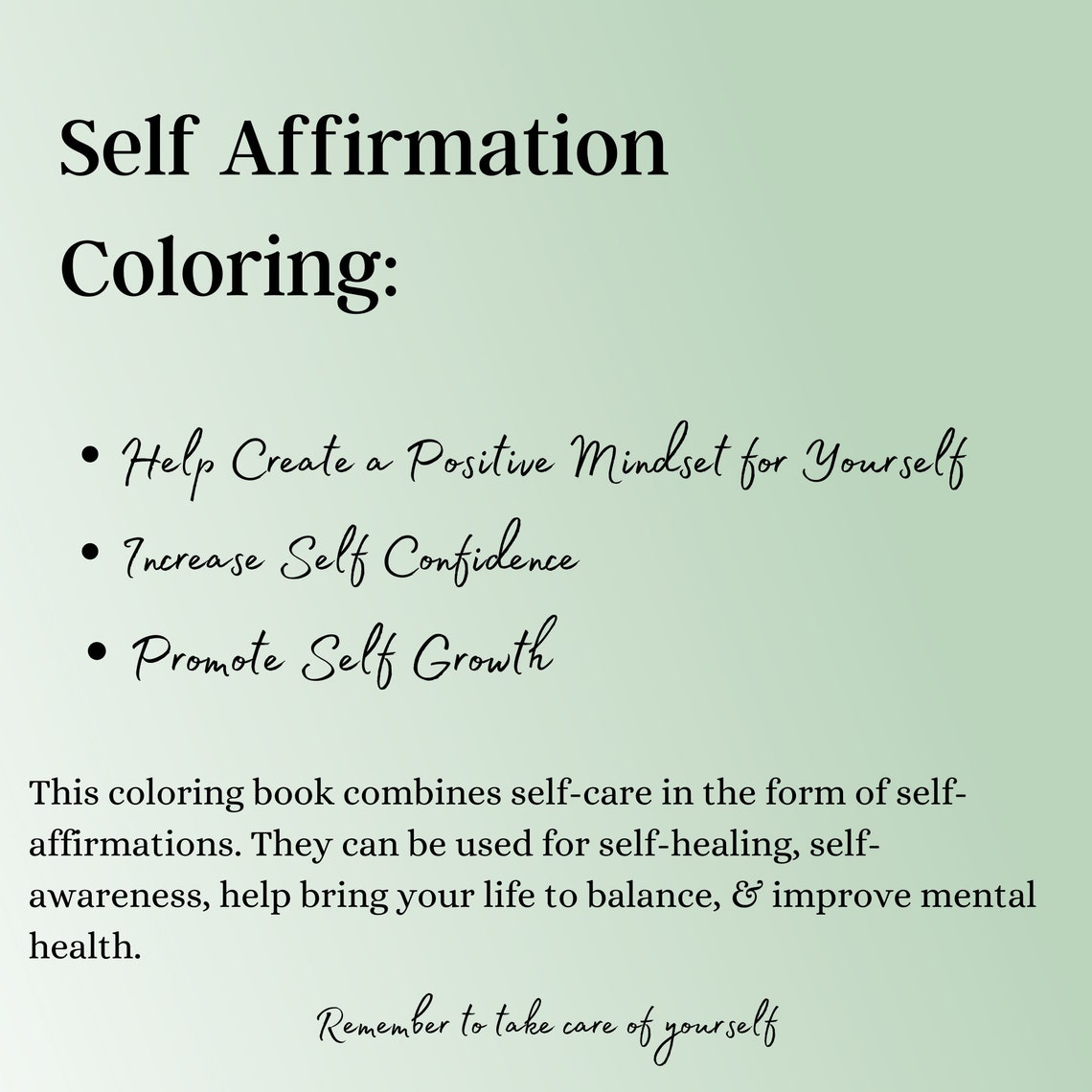 Digital Self Affirmation Coloring Pages Printable Self - Etsy