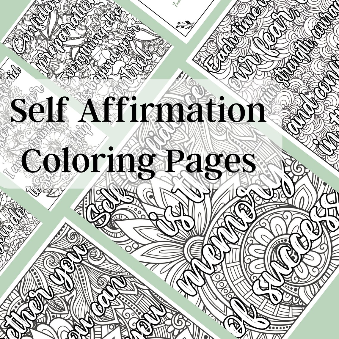Digital Self Affirmation Coloring Pages Printable Self - Etsy
