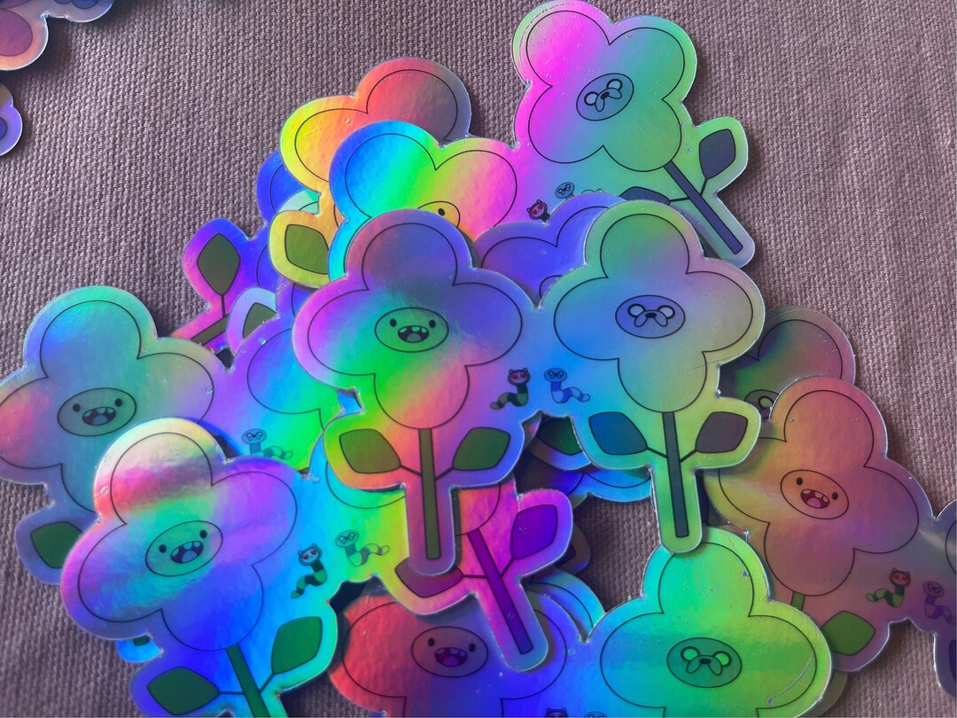Finn and Jake Flower Holographic Sticker - Etsy