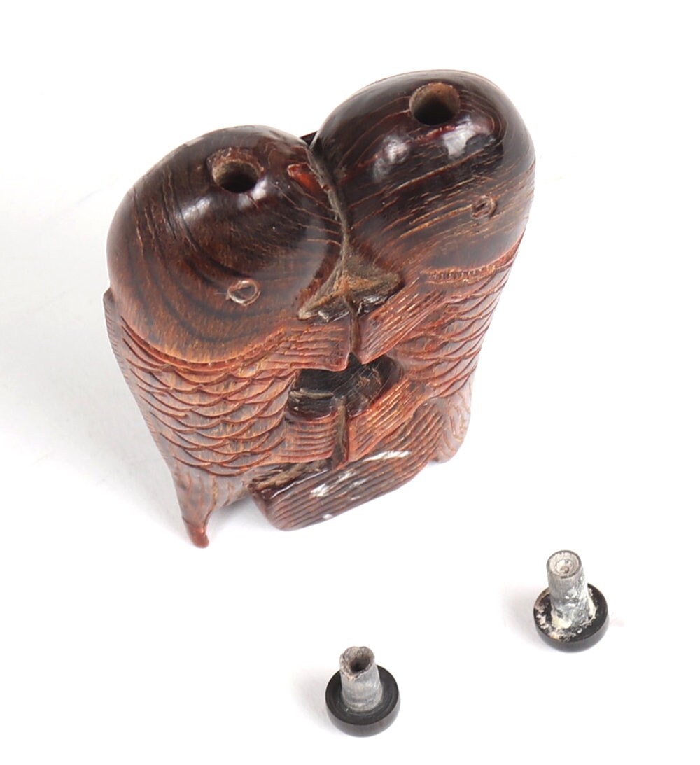 Chinese Double Fish Wood Snuff Bottle - Etsy