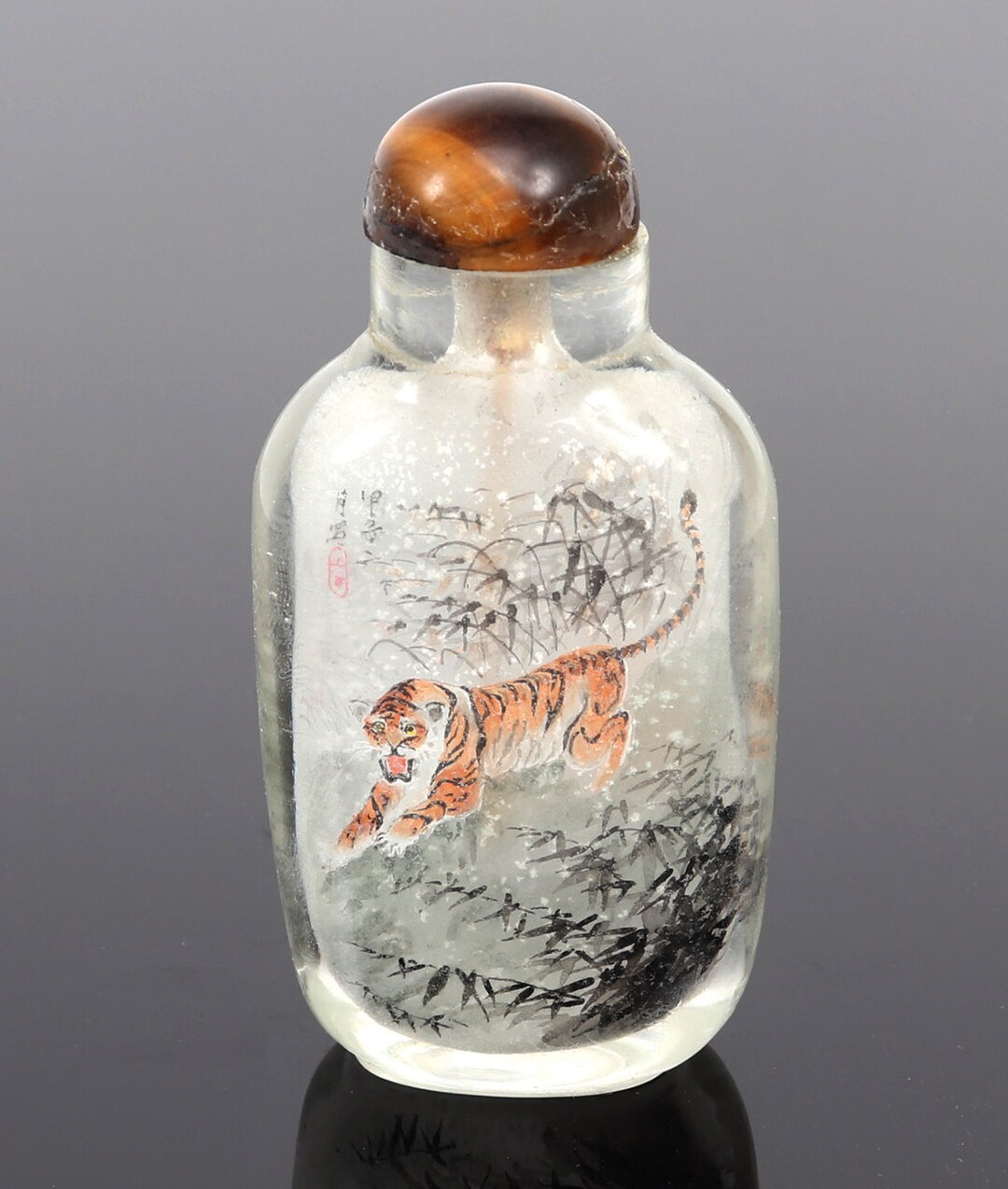 Reverse Painted Chinese Snuff Bottle, Ferocious Tigers - Etsy