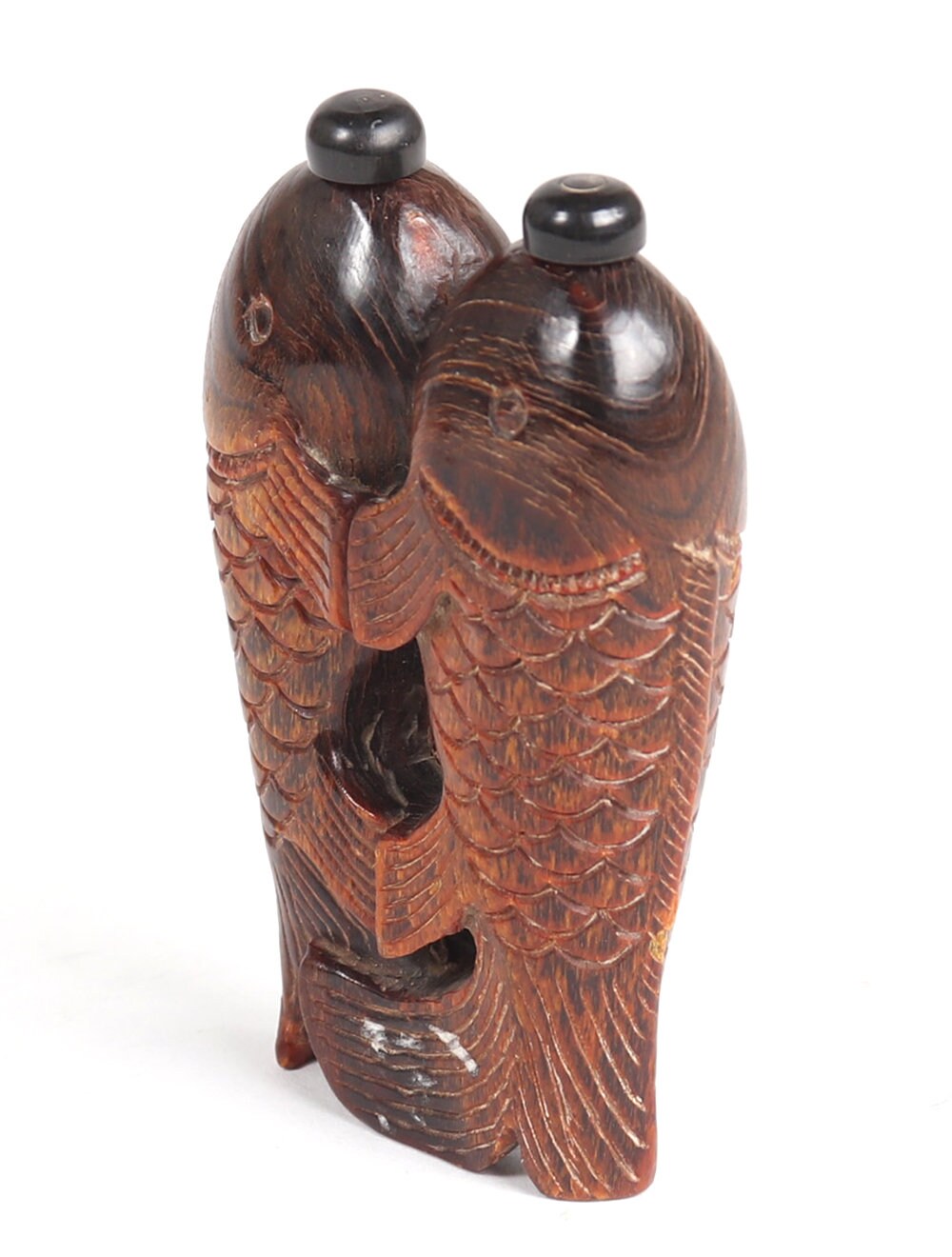 Chinese Double Fish Wood Snuff Bottle - Etsy
