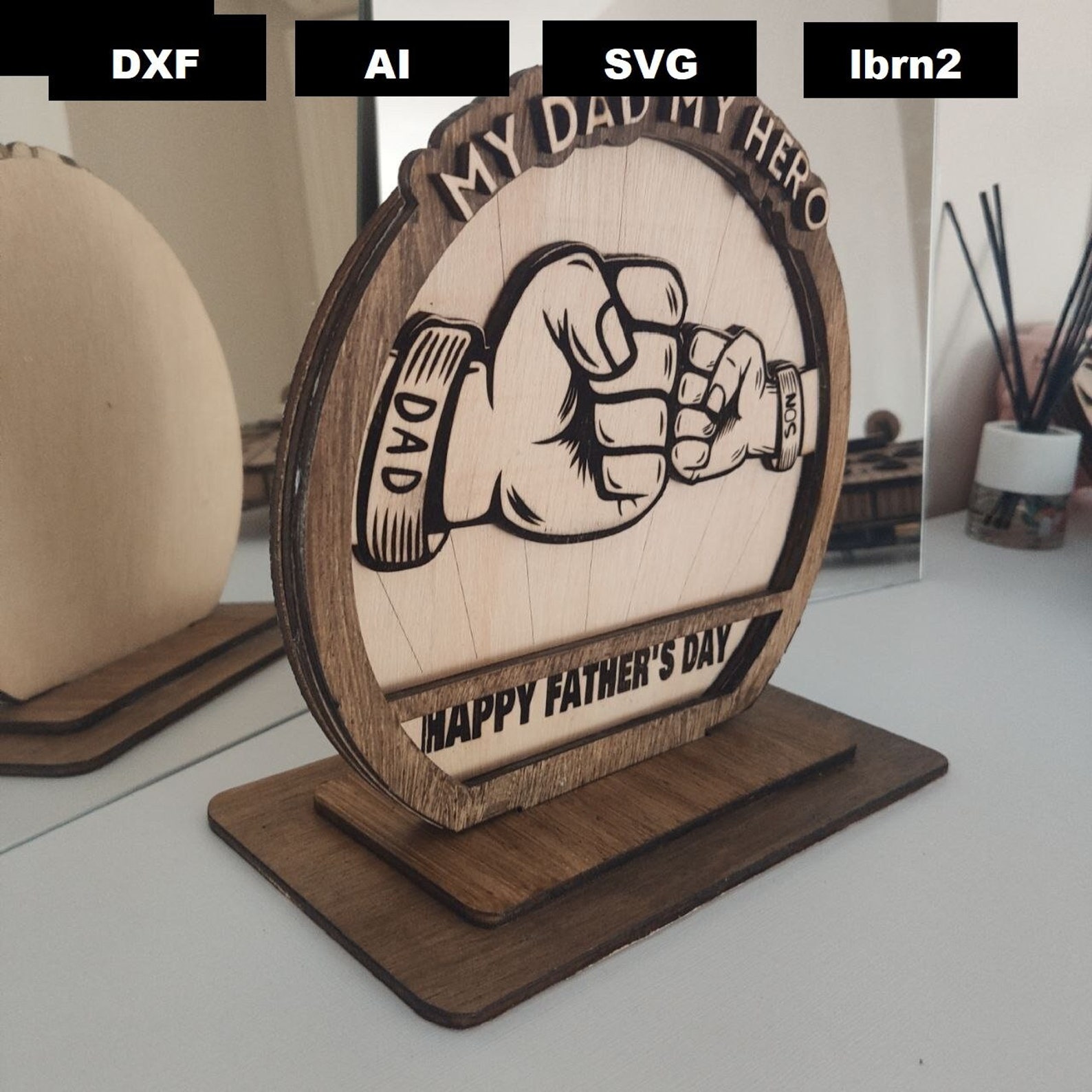 Father's Day - Father and Son - Laser Cutting - DXF - SVG - AI - Lbrn2 ...
