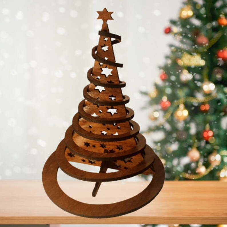 Arbol De Navidad Con Espiral - DXF AI SVG Lbrn2 - Archivo Para Corte ...