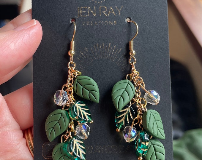 Leafy Cottage Core Dangle Earrings, Lightweight, Boho, Gold Plated ...