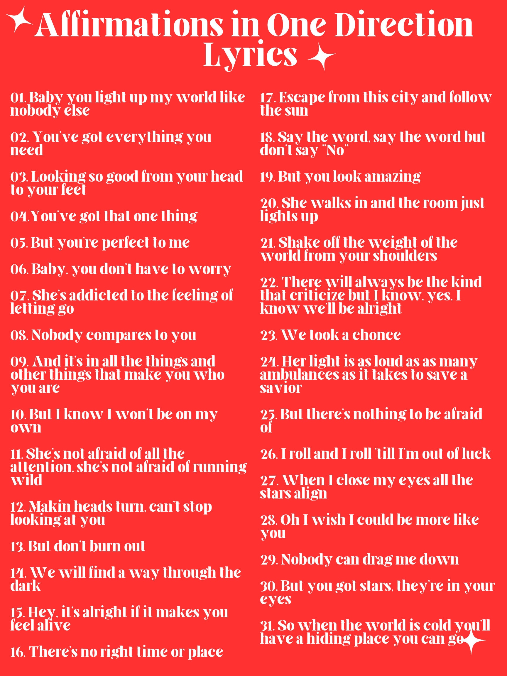 One Direction Lyric Art