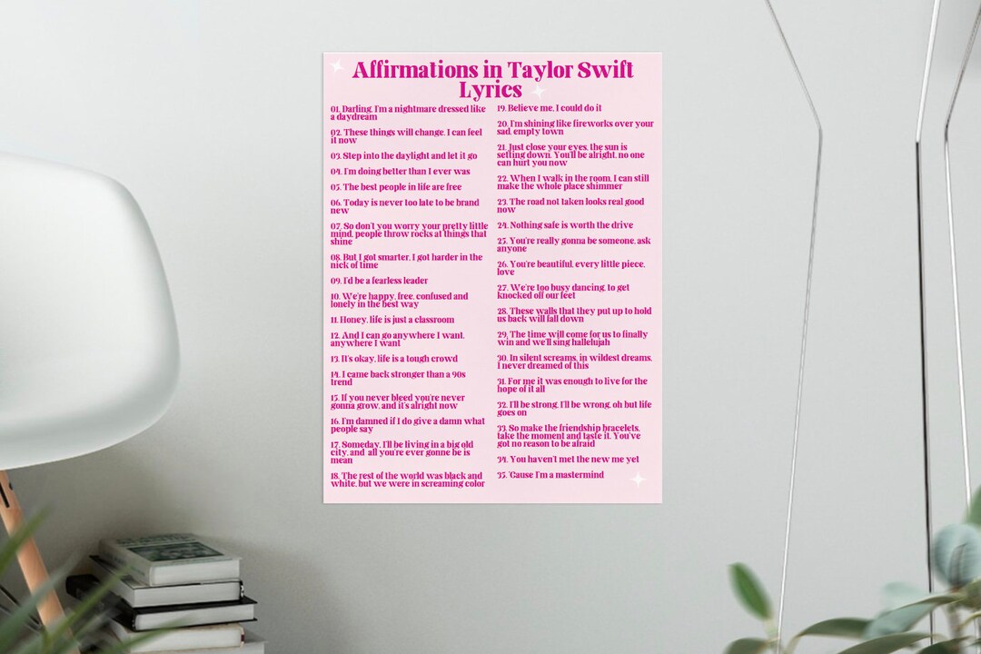 Affirmations in Taylor Swift Lyrics Poster Print - Etsy