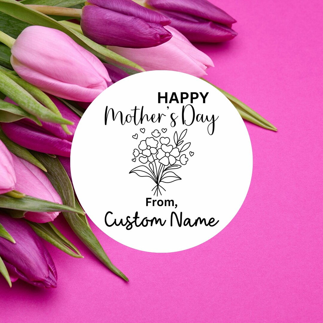 Happy Mother’s Day Stickers, Mother’s Day Labels, Floral Mother’s Day ...