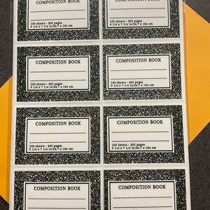 Personalized Composition Book Labels for Teachers, Student Name Labels ...