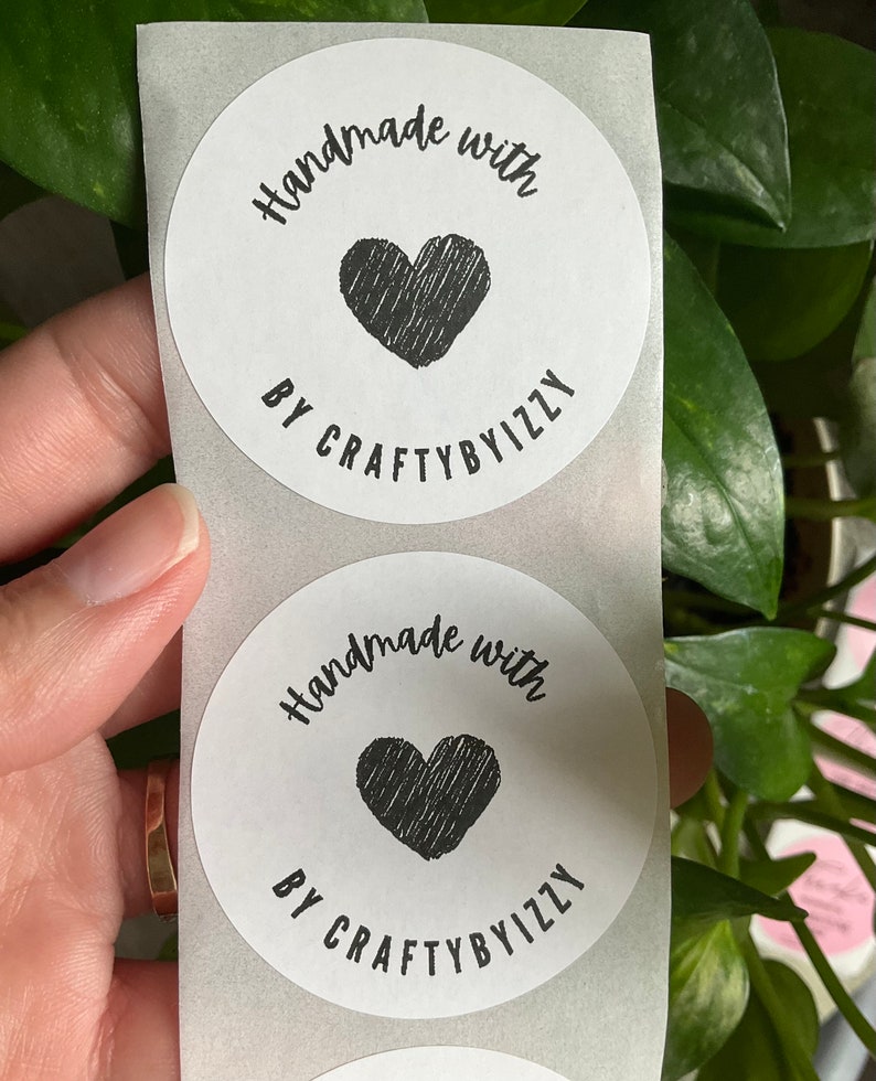 Handmade With Love Sticker, Label Heart, Personalized Sticker, Made ...
