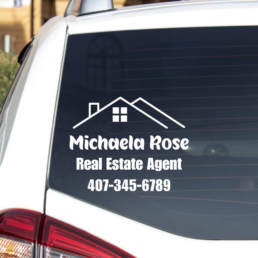 Real Estate Car Window Vinyl Decal Personalized Real Estate Vinyl ...