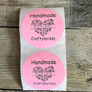 Handmade With Love Sticker, Label Heart, Personalized Sticker, Made ...