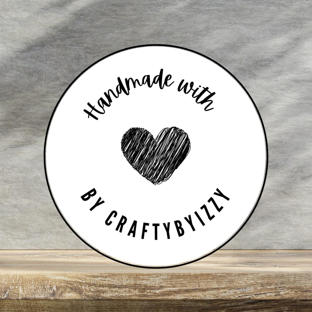 Handmade With Love Sticker, Label Heart, Personalized Sticker, Made ...