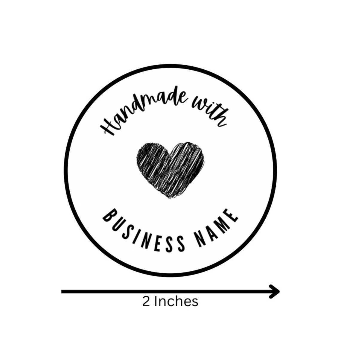 Handmade With Love Sticker, Label Heart, Personalized Sticker, Made ...