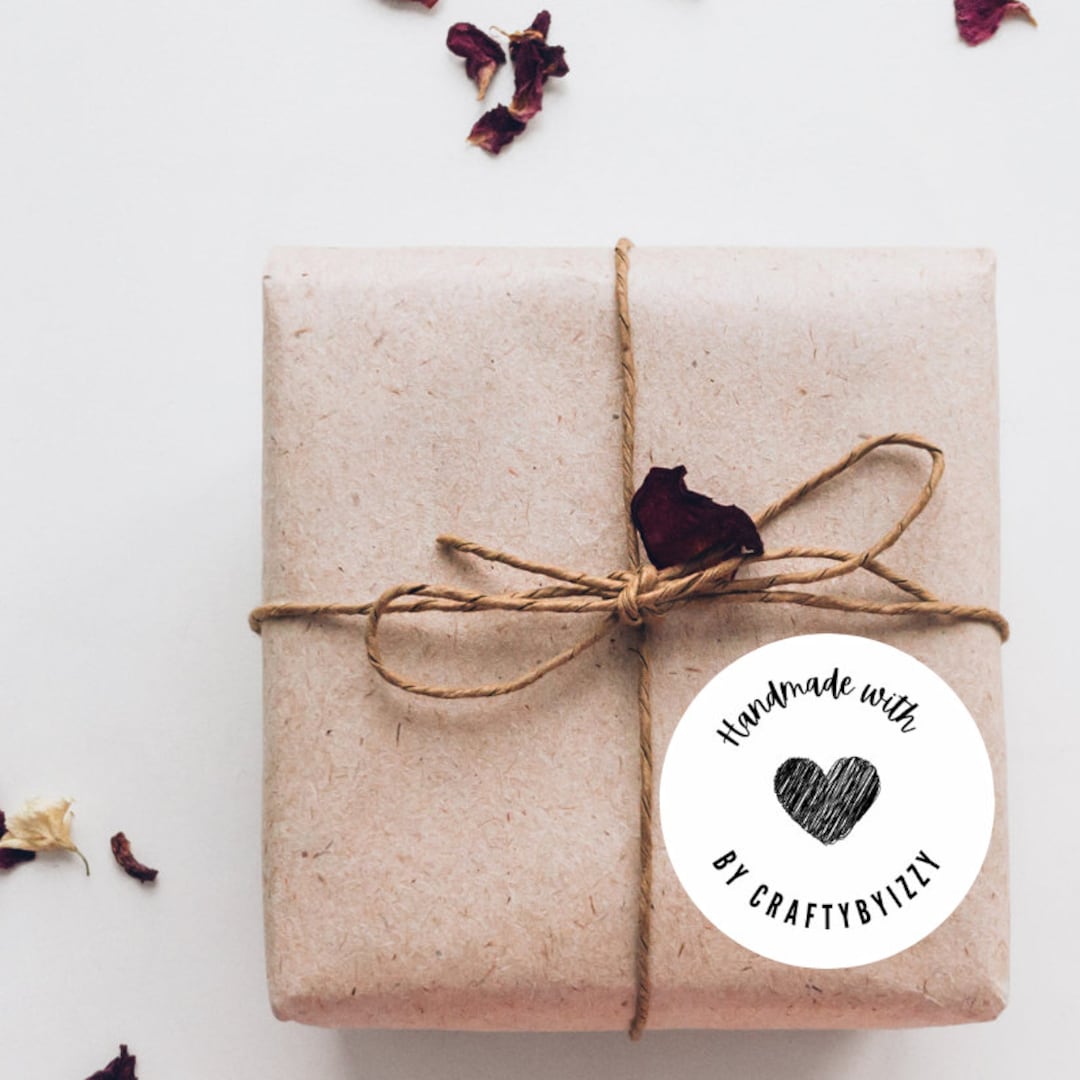 Handmade With Love Sticker, Label Heart, Personalized Sticker, Made ...