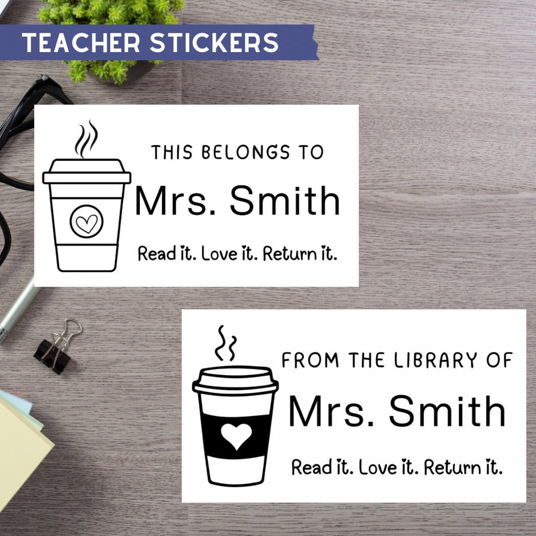 Custom Teacher Labels, Teacher Book Stickers, Teacher Name Labels ...