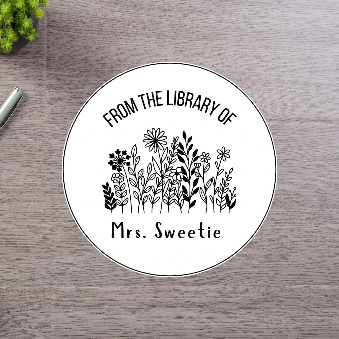 Custom Floral Teacher Book Labels, Personalized Teacher Book Stickers ...