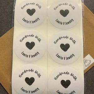 Handmade With Love Sticker, Label Heart, Personalized Sticker, Made ...