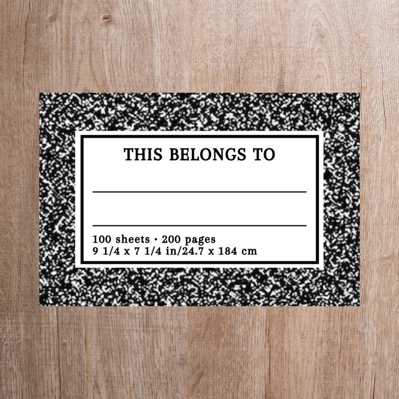 Personalized Composition Book Labels for Teachers, Student Name Labels ...