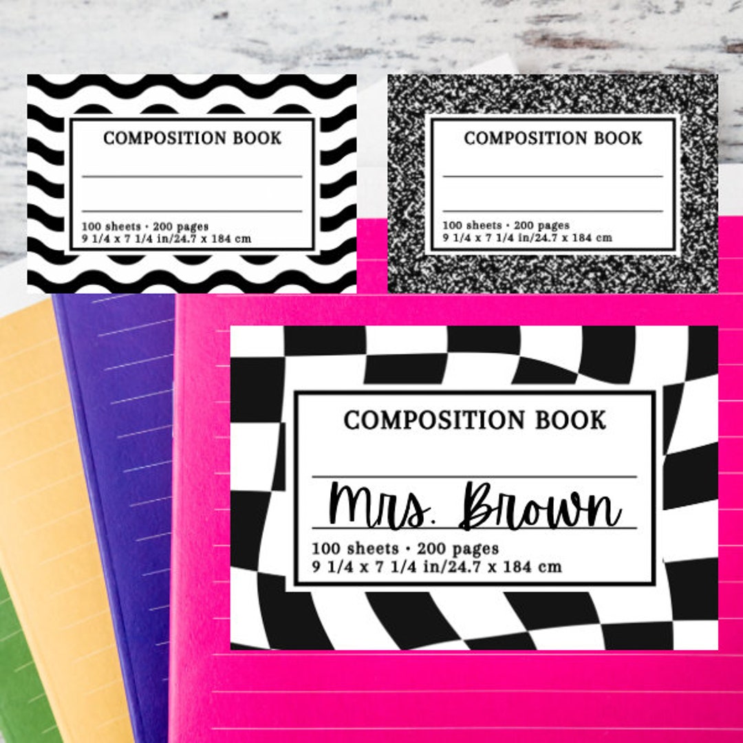 Composition Book Stickers, Custom Teacher Labels, Teacher Book Stickers ...