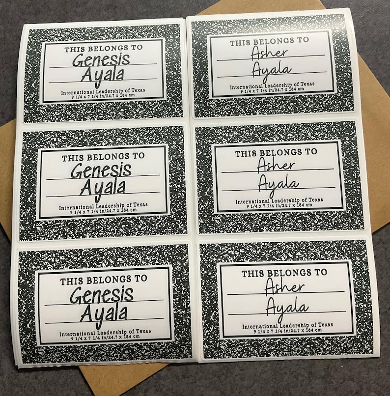 Personalized Composition Book Labels for Teachers, Student Name Labels ...