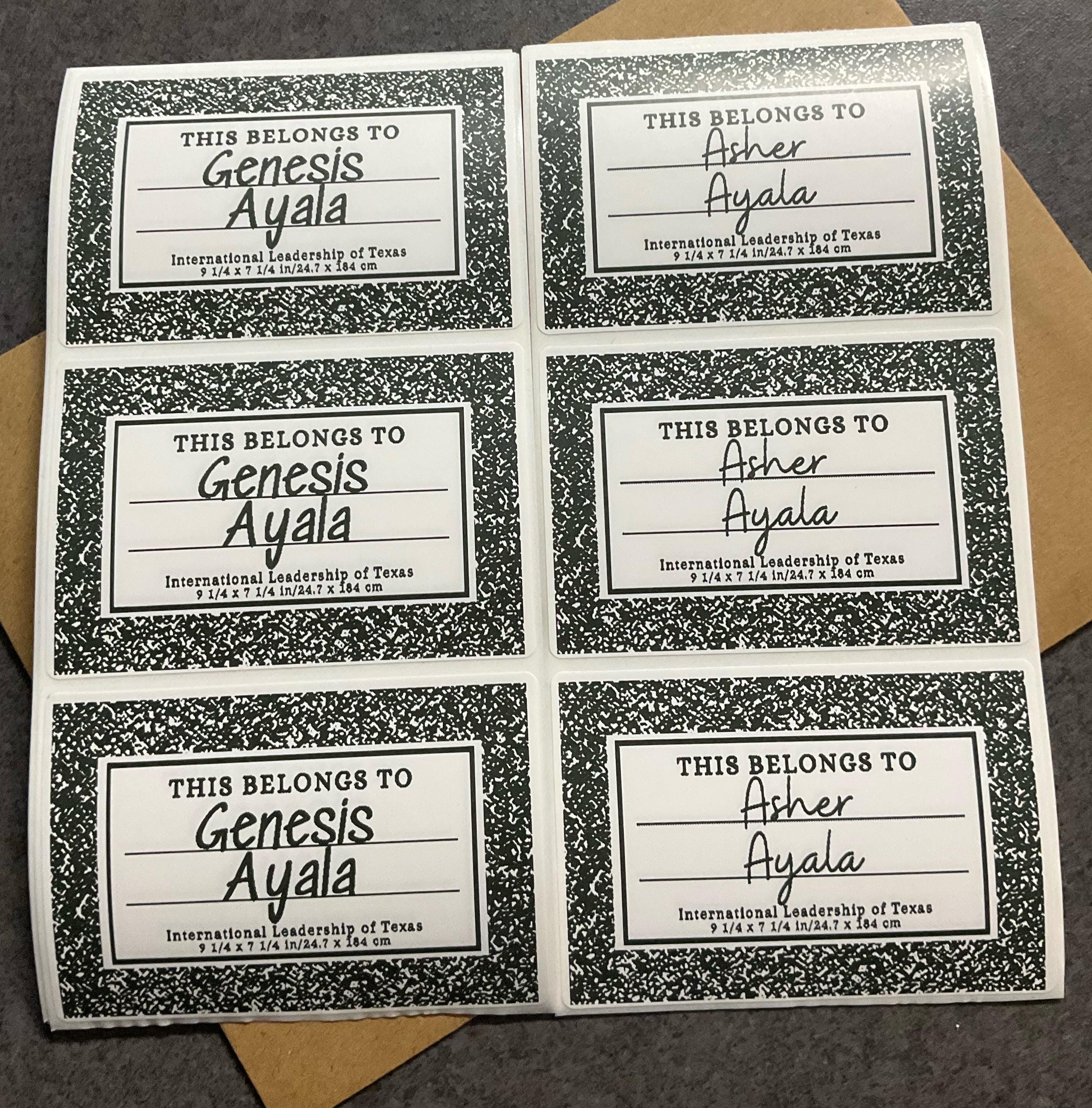 Teacher Composition Bookplate Labels, Notebooks Student Name Labels ...