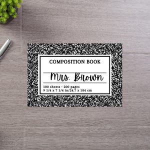 Personalized Composition Book Labels for Teachers, Student Name Labels ...