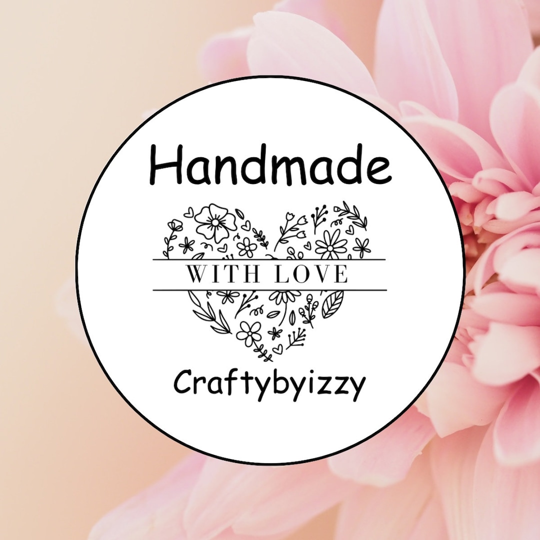 Handmade With Love Sticker, Label Heart, Personalized Sticker, Made ...