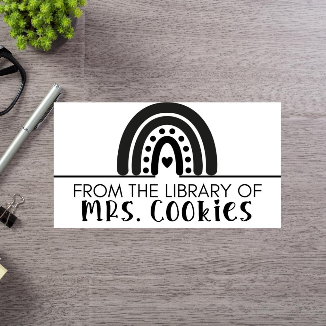 Personalized Teacher Book Labels, Custom Teacher Name Labels, Rainbow ...