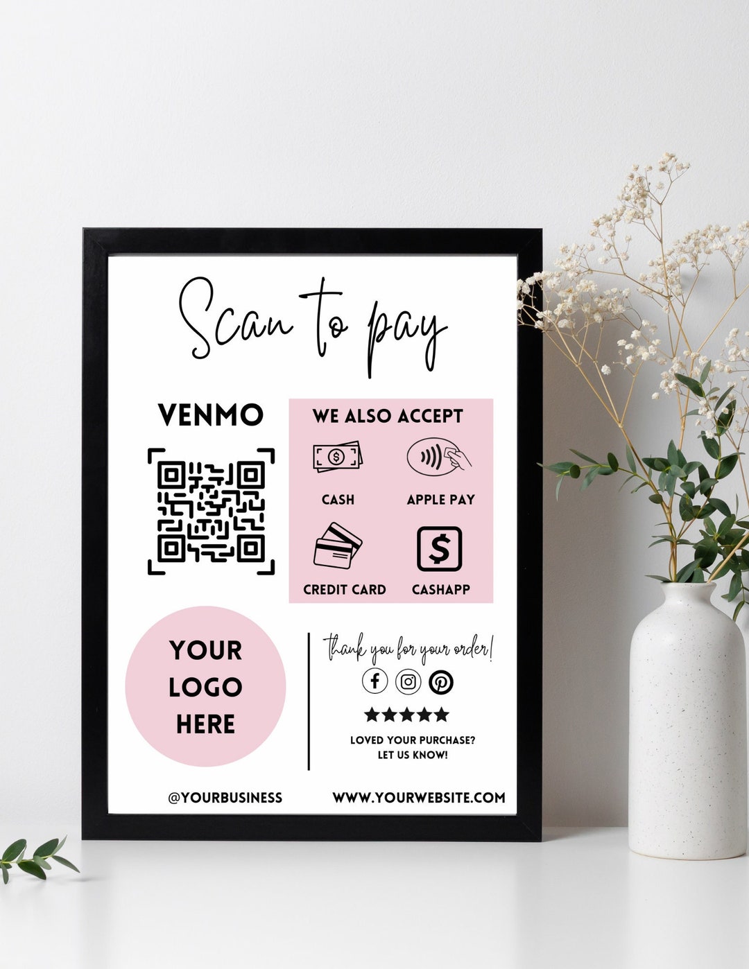 Scan to Pay Editable Business Sign - Etsy