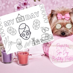 Printable Spa Day Coloring Placemat, Girls Birthday Party Favor ...